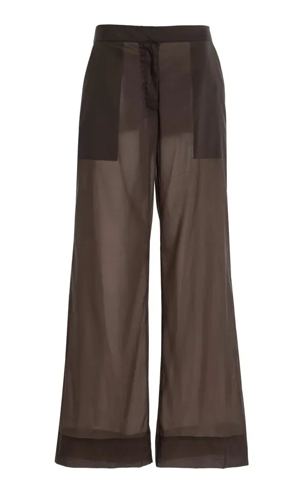 ST. AGNI Silk-blend Organza Wide-leg Pants - Olive