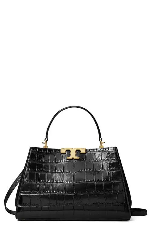 Tory Burch Eleanor Croc-embossed Leather Satchel - Black