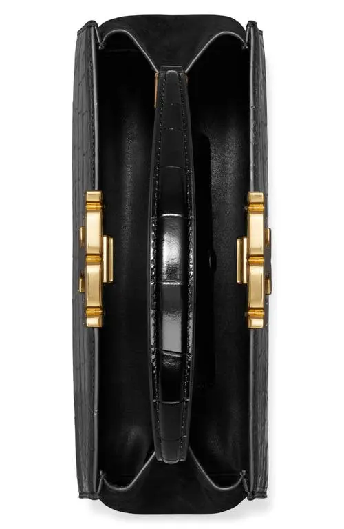 Tory Burch Eleanor Croc-embossed Leather Satchel - Black