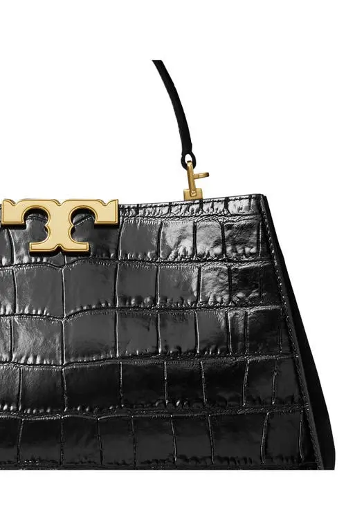 Tory Burch Eleanor Croc-embossed Leather Satchel - Black