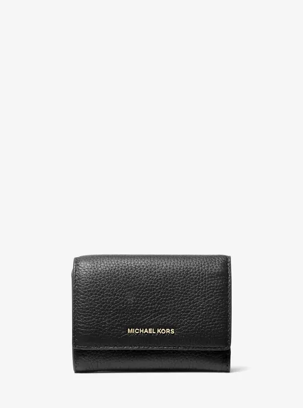 Michael Kors Bryant Medium Pebbled Leather Wallet In By - Black