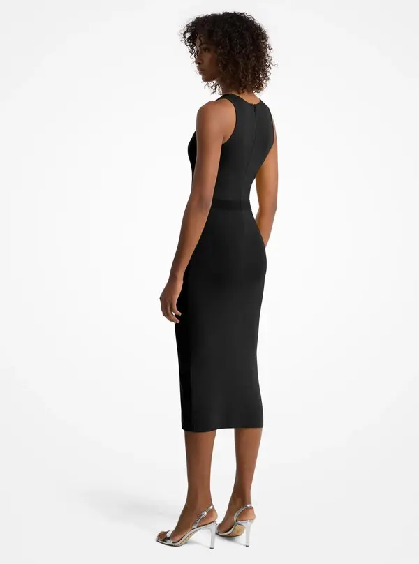 Michael Kors Ribbed Bodycon Midi Dress - Black - 79% Off | Editorialist