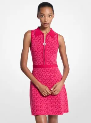 Michael Kors Logo Jacquard Zip-up Dress