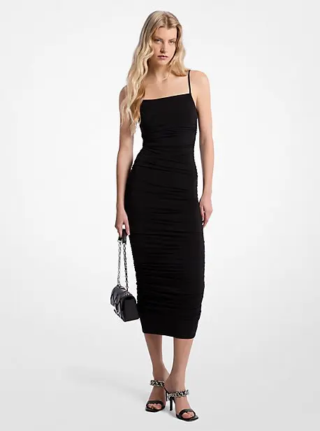 Michael Kors Ruched Stretch Matte Jersey Dress In Black - 80% Off |  Editorialist