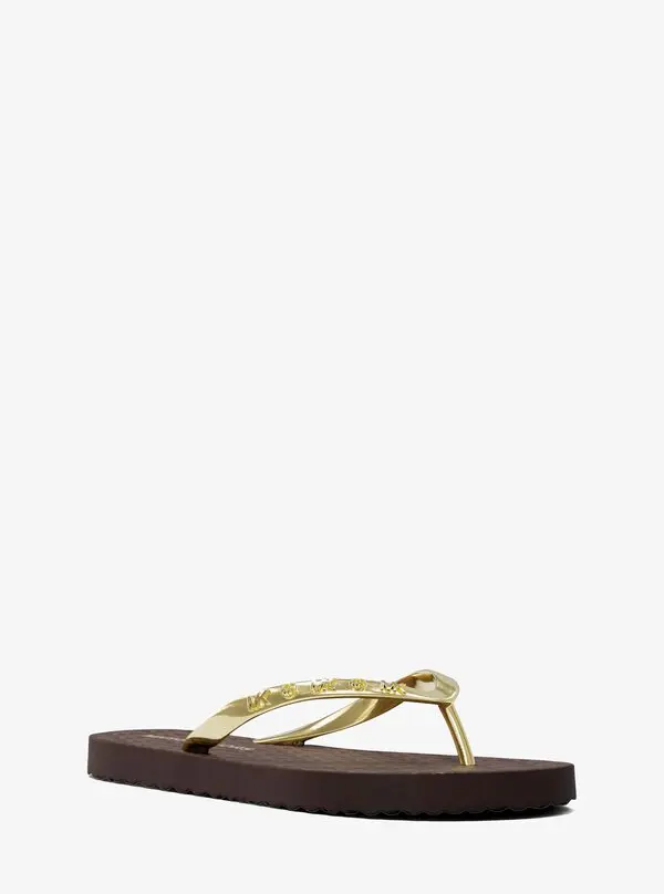 Michael Kors Signature Logo Flip Flops - Brown