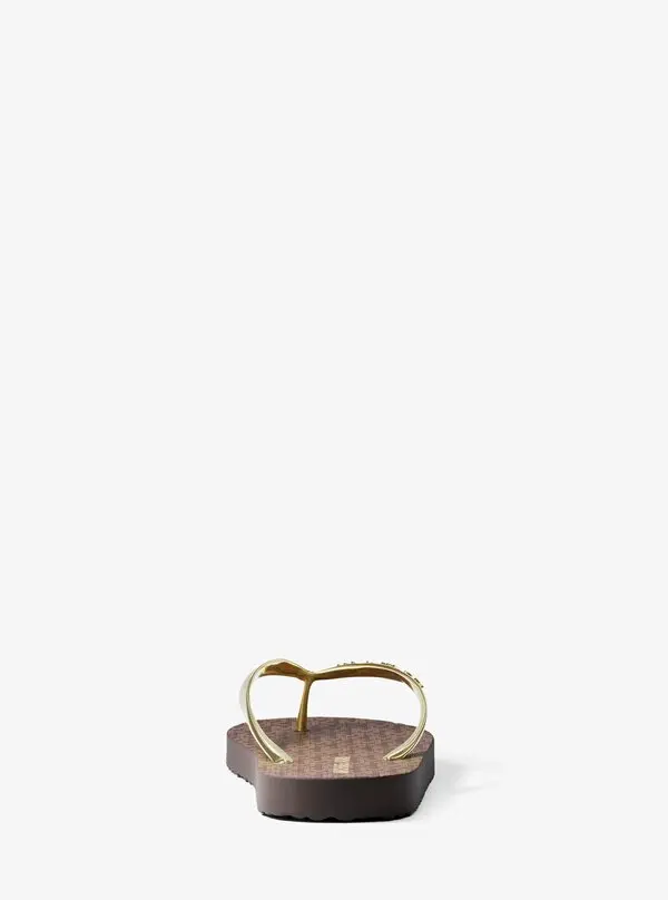Michael Kors Signature Logo Flip Flops - Brown