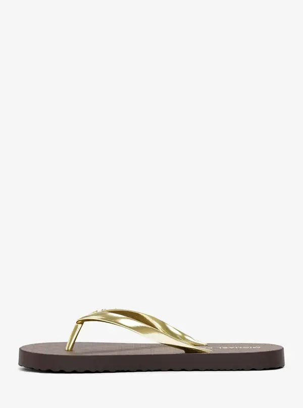Michael Kors Signature Logo Flip Flops - Brown