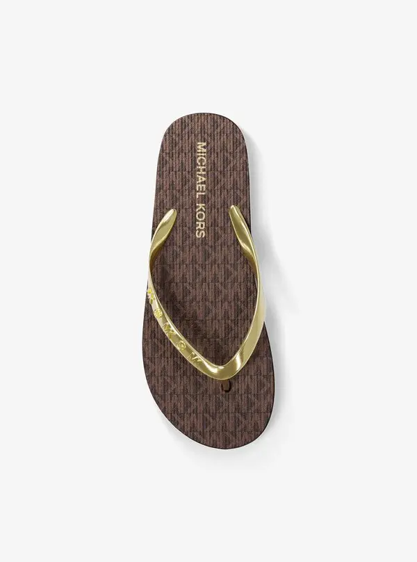 Michael Kors Signature Logo Flip Flops - Brown