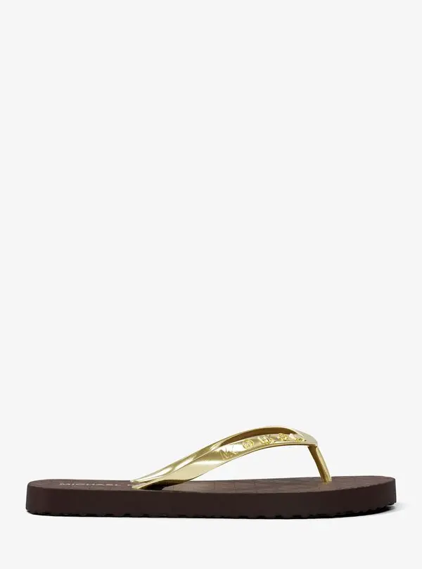 Michael Kors Signature Logo Flip Flops - Brown