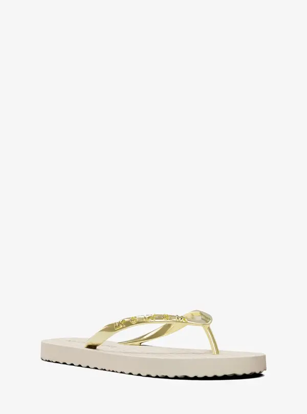 Michael Kors Signature Logo Flip Flops - Natural