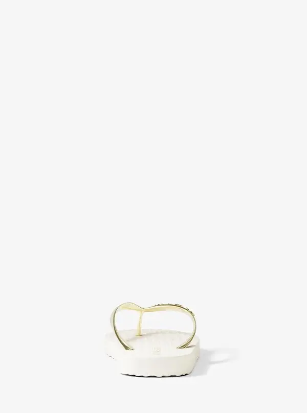 Michael Kors Signature Logo Flip Flops - Natural