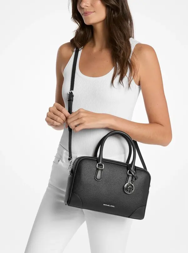 Michael Kors Medium Pebbled Leather Satchel - Black