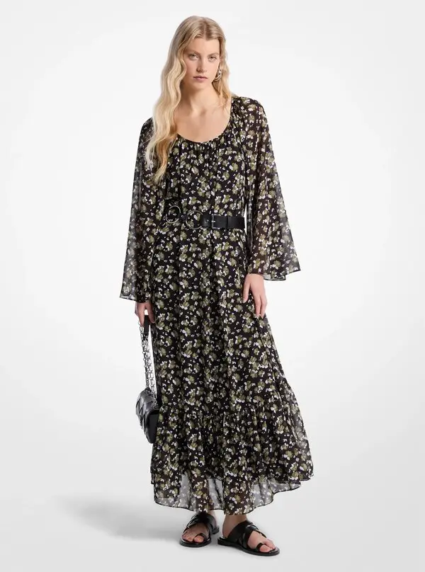Michael Kors Floral Georgette Maxi Dress - Green