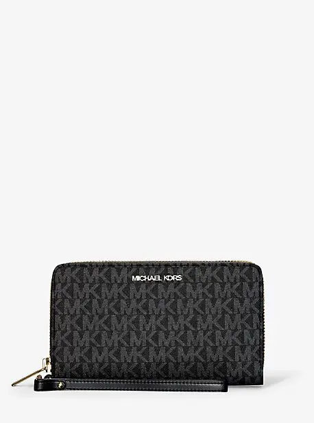 Michael Kors Jet Set Large Signature Logo Smartphone Wallet - Black
