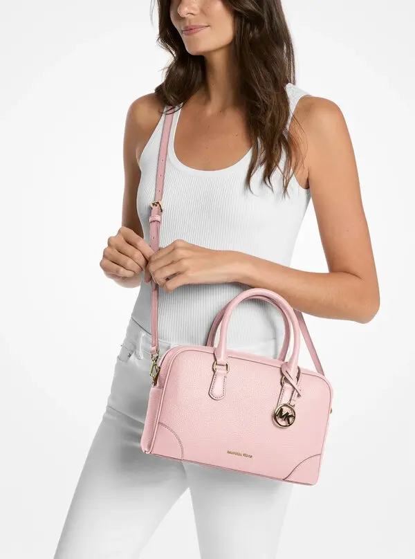Michael Kors Thompson Pebbled Leather Satchel - Pink