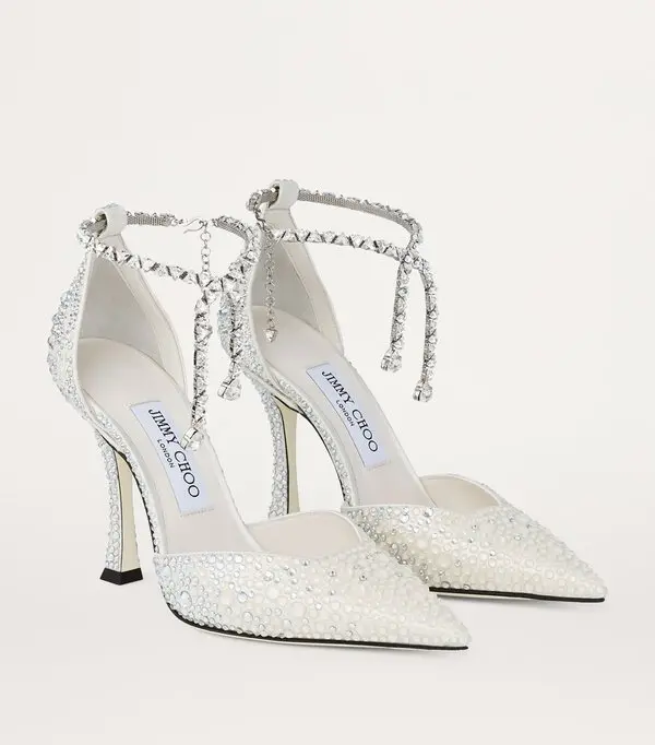 JIMMY CHOO Stevie 100 Embellished Pumps - Ivory