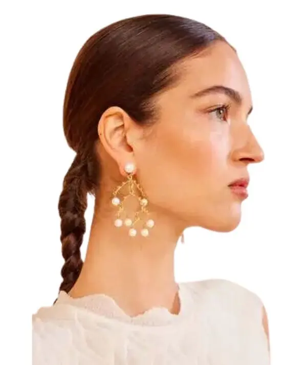 Ulla Johnson Imani Chandelier Earrings In Pearl 60% Off