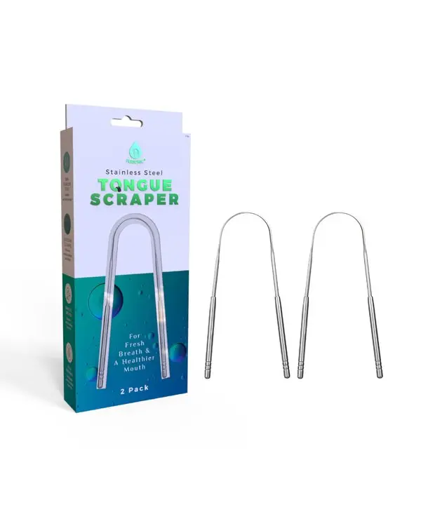 PURSONIC Stainless Steel Tongue Scraper – For Fresh Breath & A Healthier Mouth - Silver