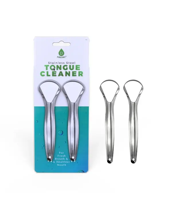 PURSONIC Stainless Steel Tongue Cleaner – 2 Pack - Silver