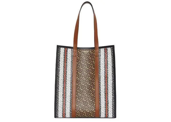 Burberry Monogram Stripe Ecanvas Portrait Tote