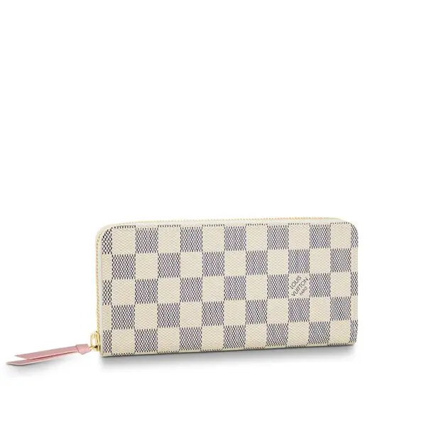 LOUIS VUITTON Clemence Wallet Damier Azur - White