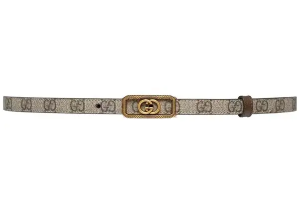 Gucci Double G Buckle Textured Leather Belt - Beige Ebony