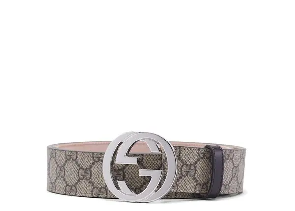 Gucci Double G Brass Buckle Reversible Textured Leather Belt - Beige Ebony/cocoa