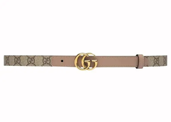 Gucci Gg Supreme Belt With Interlocking G Buckle - Pink/beige