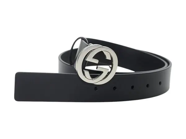 Gucci Louis Vuitton Double Belt With Chain Detail - Black
