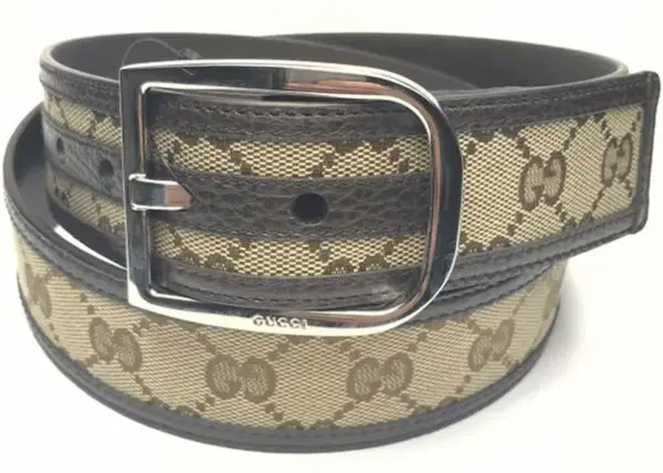Gucci Gg Supreme Leather Belt - Beige/ebony
