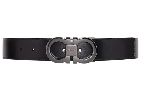 FERRAGAMO Reversible And Adjustable Gancini Belt - Black/auburn
