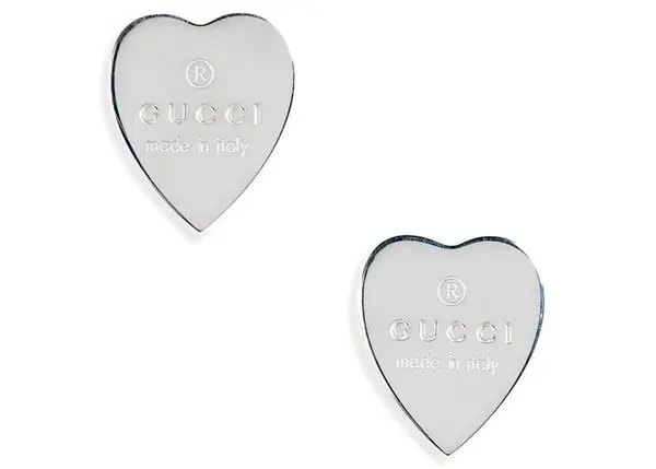 Gucci Trademark Heart Stud Earrings - Silver