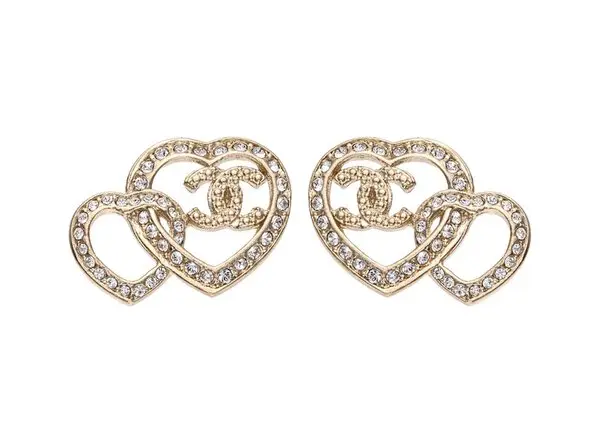 Chanel Heart Shape Cc Earrings - Gold (abb666)