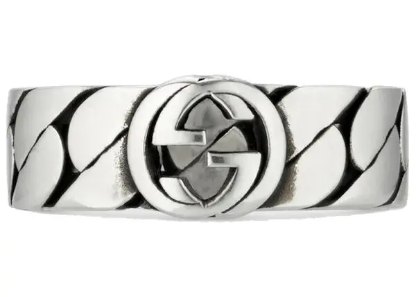 Gucci Wide Ring With Interlocking G - Silver