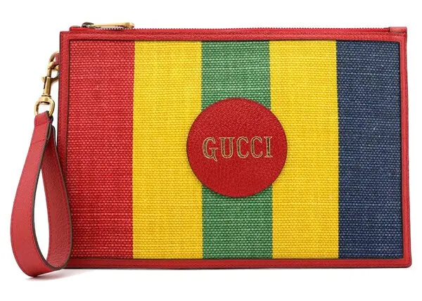 Gucci Baiadera Striped Canvas Clutch