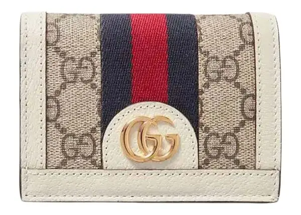Gucci Gg Supreme Ophidia Card Case - White Beige