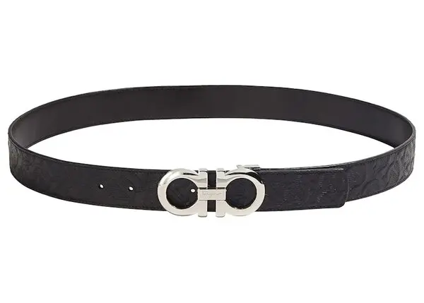 FERRAGAMO Reversible And Adjustable Gancini Embossed Belt - Black