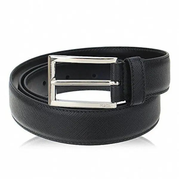 Prada Saffiano Cuir Leather Reversible Belt - Black