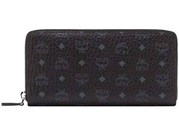 Mcm Zip Around Wallet Visetos Large - Black