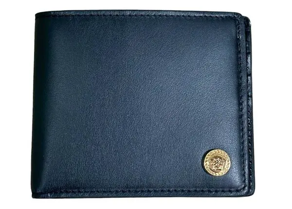 Versace Embedded Medusa Accents Wallet - Black