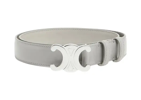 Saint Laurent Cassandre Belt In Grained Leather - Stone