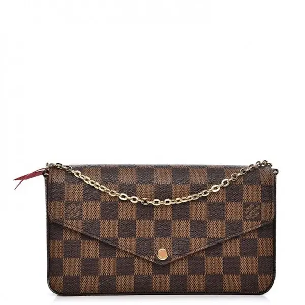 LOUIS VUITTON Pochette Felicie Damier Ebene - Cerise Red