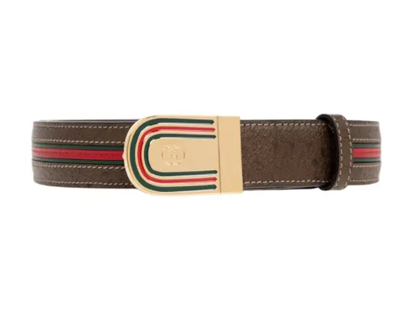 Saint Laurent Cassandre Thin Belt With Square Buckle - Brown