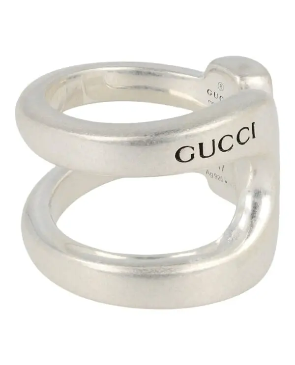 Gucci Sterling Stirrup Wrapped Horsebit Ring - Silver