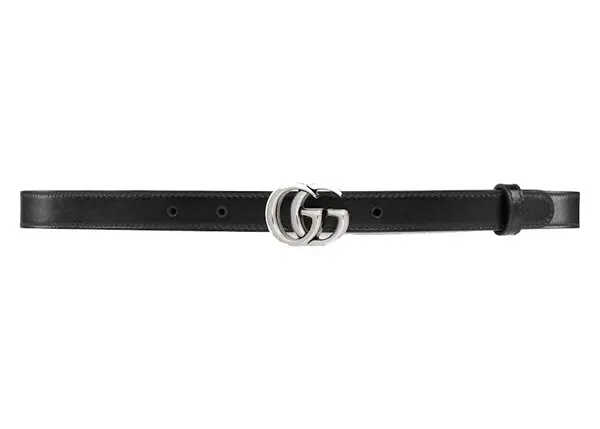 Gucci Gg Marmont Belt With Palladium-toned Buckle - Black