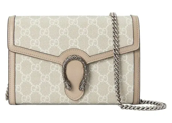 Gucci Dionysus Chain Wallet - Beige/white