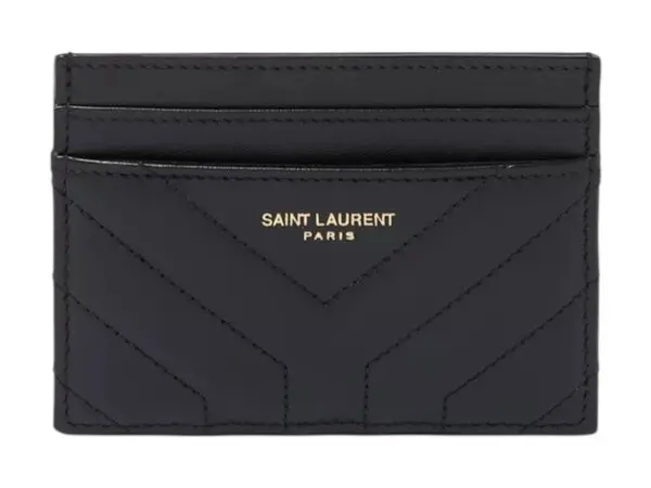 Saint Laurent Joan Card Case In Quilted Leather - Black