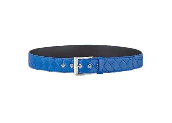 Bottega Veneta Intrecciato Weave Belt - Blue Silver