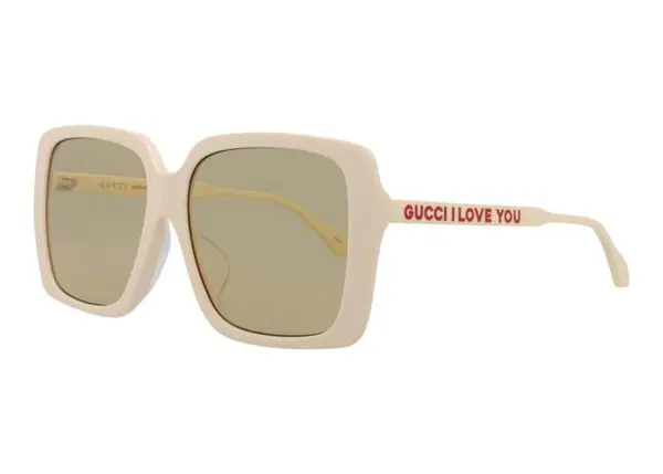 Gucci Square Rectangle Sunglasses - Ivory/brown (gg0567san/30013230
