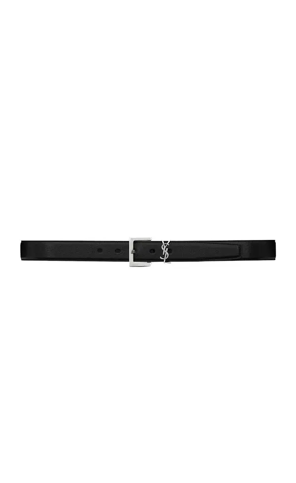 Saint Laurent Cassandre Belt In Smooth Leather - Black